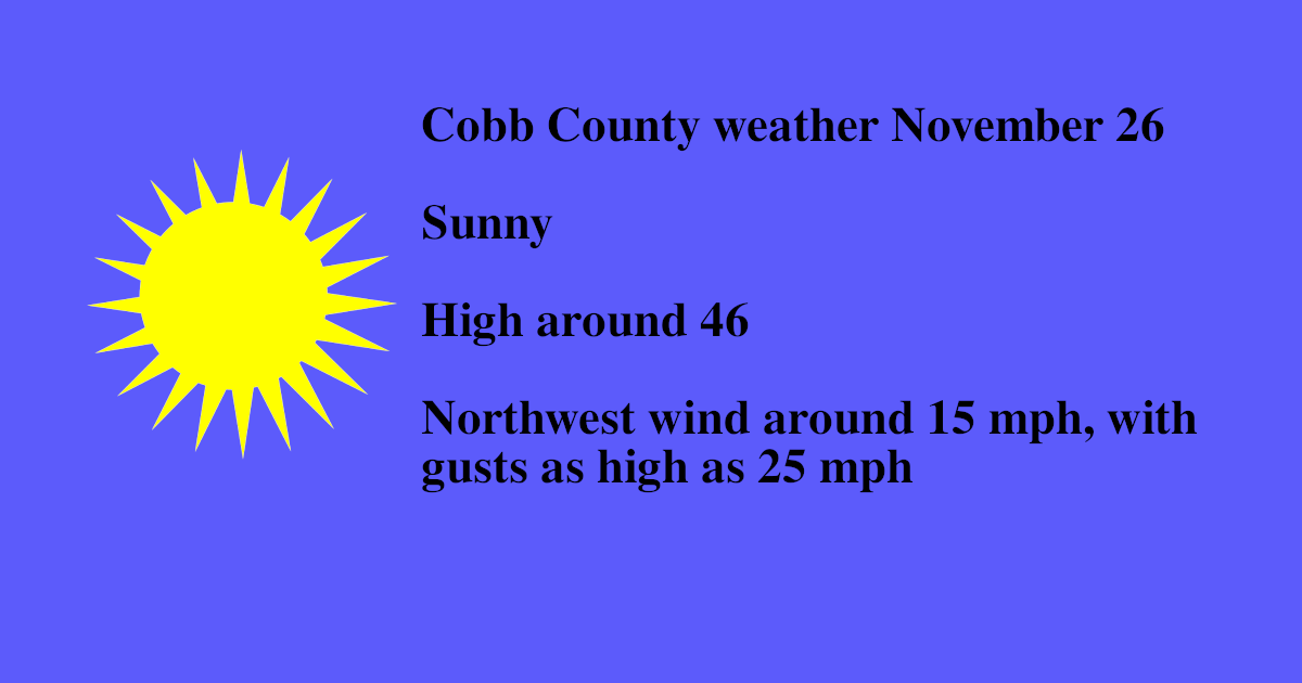 Cobb weather November 26: Sunny high near 46 - Cobb Courier