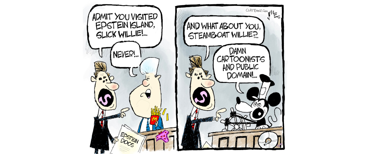 Political Cartoon by Clay Jones interrogates Slick Willie and Steamboat ...